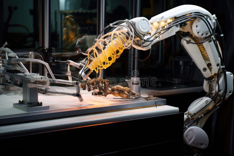 Robotic Arm Assembling Biohybrid Robot Components Stock Illustration ...