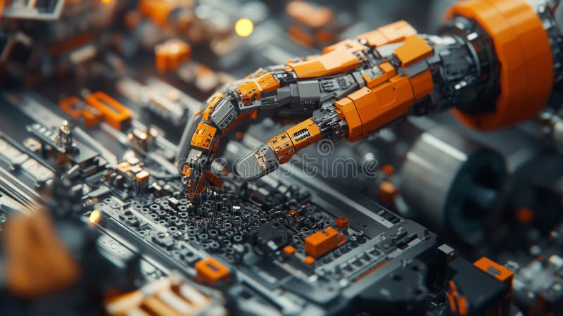 Robotic Arm Assembling Circuit Board Components Stock Illustration ...