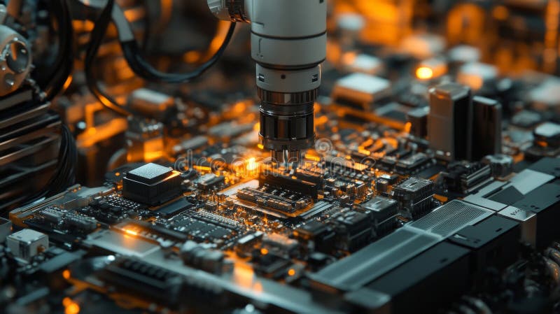 Robotic Arm Assembling Circuit Board Components Stock Illustration ...