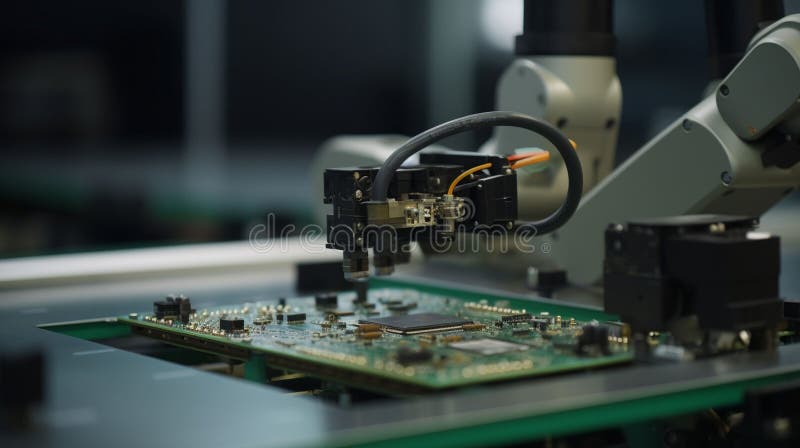 Robotic Arm Assembling a Circuit Board Stock Illustration ... Robotic Arm Assembling a Circuit Board Stock Illustration ...