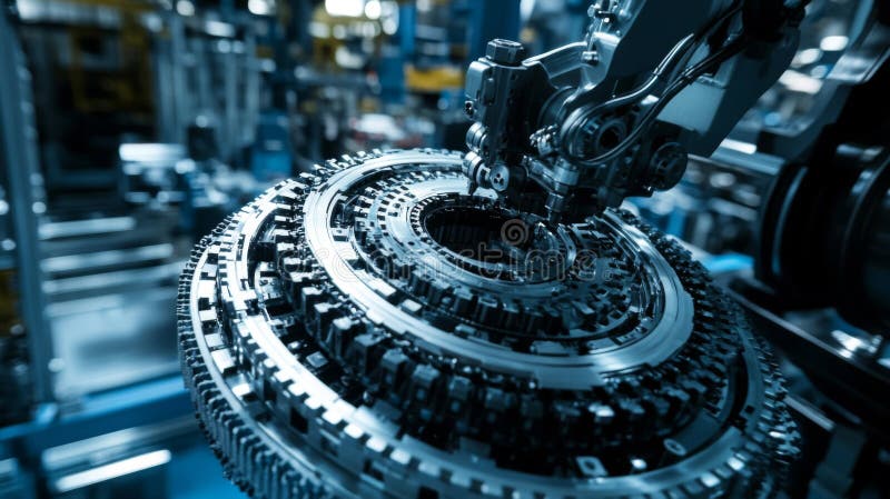 Robotic Arm Assembling Complex Metal Component Stock Illustration ...