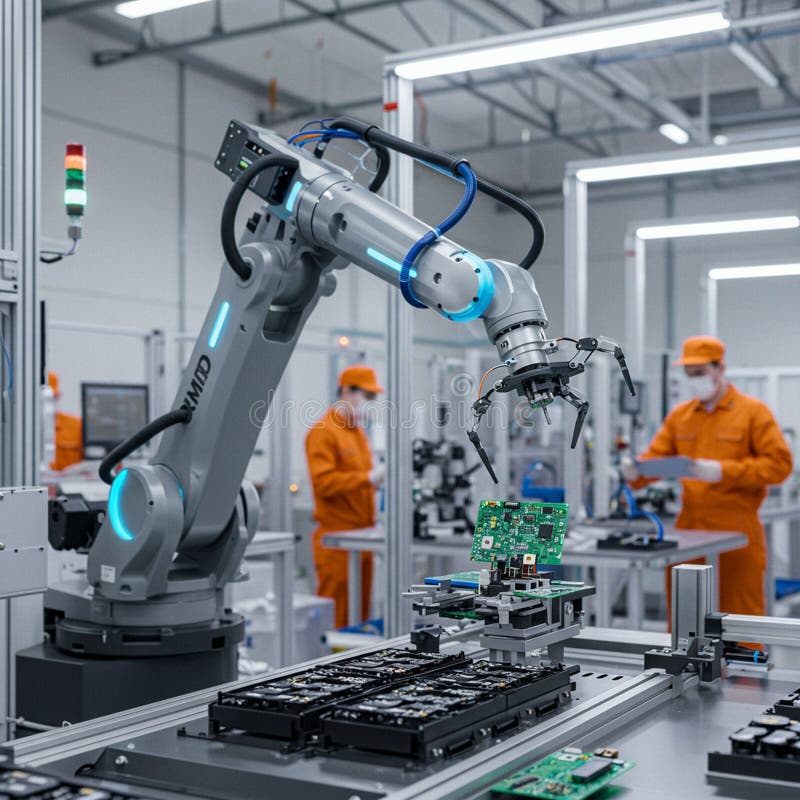 Robotic Arm Assembling Electronic Stock Illustrations – 806 Robotic Arm ...