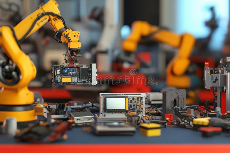 Robot Arm Assembling Devices Ai Robotics Manufacturing Automation Stock ...