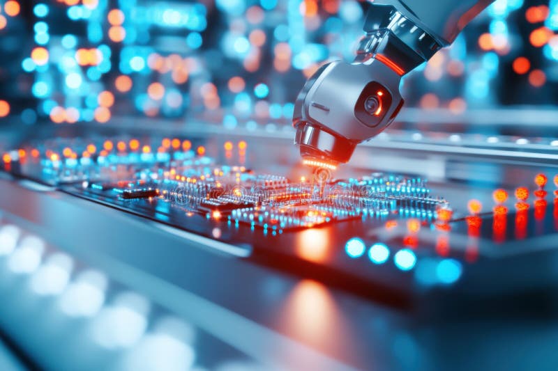 High Tech Robot Arm Assembling Electronic Devices Stock Photos - Free ...