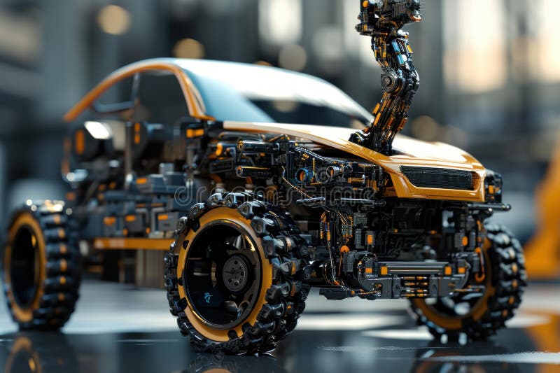 Robotic Arm Assembling Futuristic Car Stock Photo - Image of ...