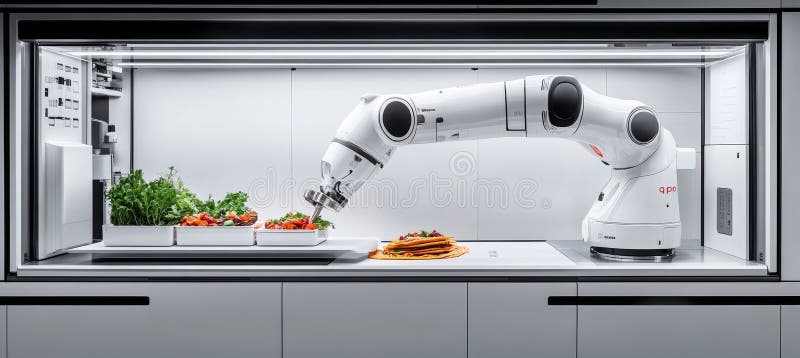 Robotic Arm Assembling a Meal Automation in the Restaurant Industry ...
