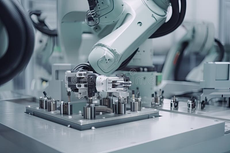 Robotic Arm Assembling Medical Device on Assembly Line Stock ...