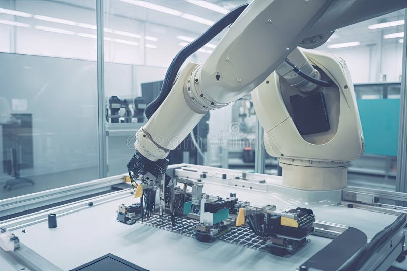 Robotic Arm Assembling Medical Device on Assembly Line Stock ...