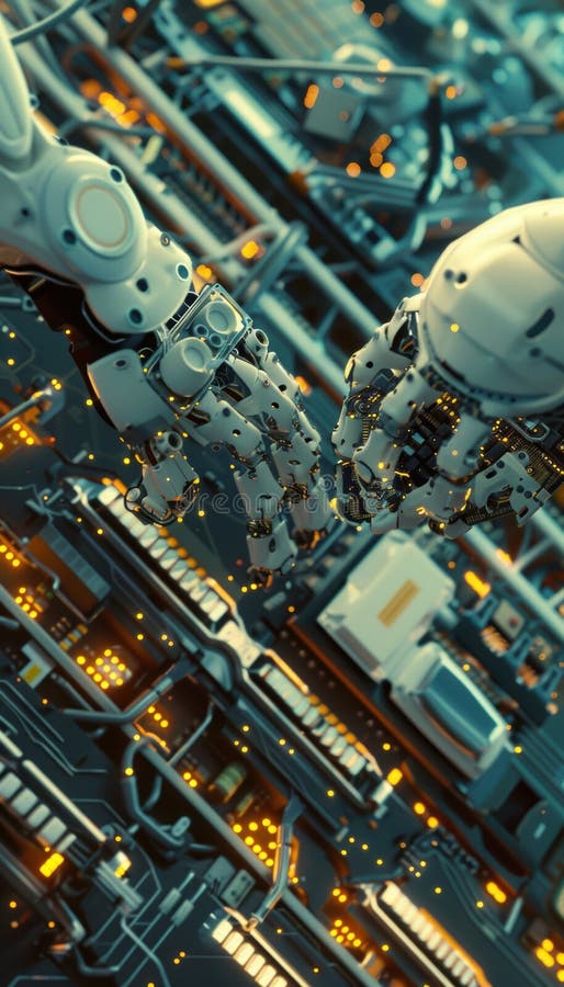 Robotic Arm Assembling Microchip in Advanced Electronics Manufacturing ...