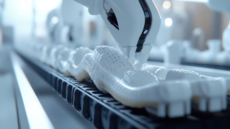 Robotic Arm Assembling Modern Shoe Soles Stock Image - Image of modern ...