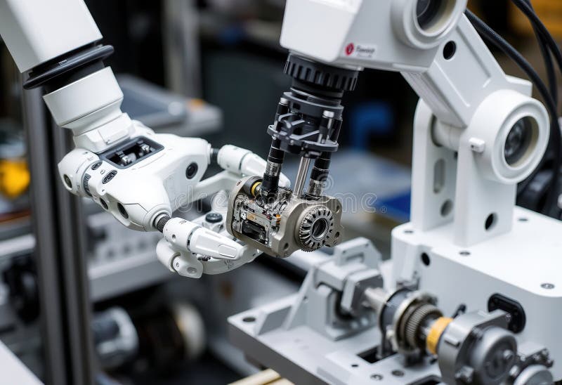Robotic Arm Assembling Precision Components in an Automated Factory ...