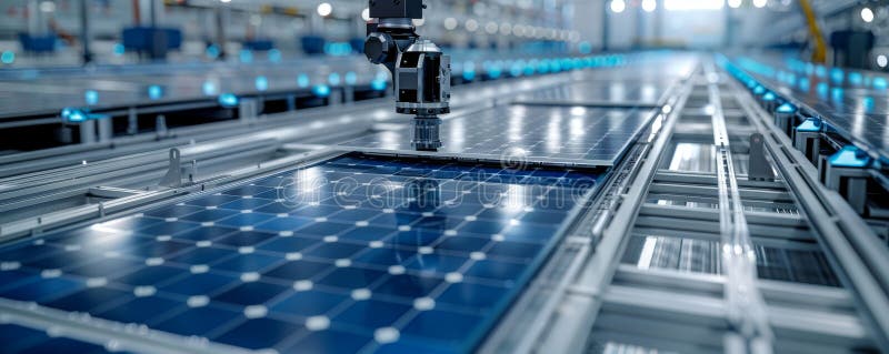 Robotic Arm Assembling Solar Panels in a High-tech Manufacturing ...