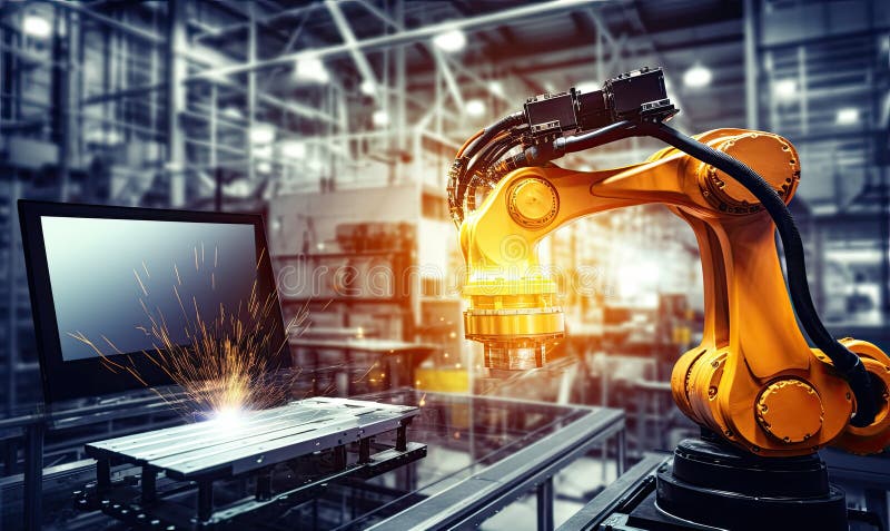 Robotic Arm Assisting in Computer Screen Task Stock Illustration ...