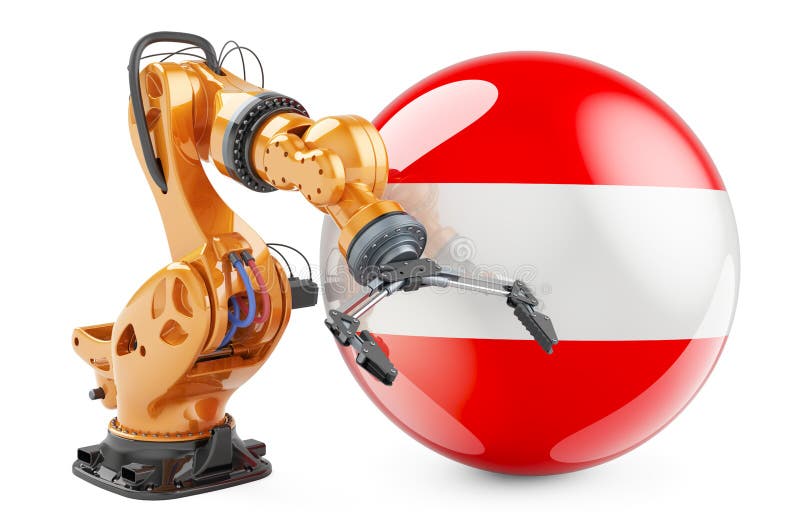 Robotic Arm with Austrian Flag. Modern Technology, Industry and ...