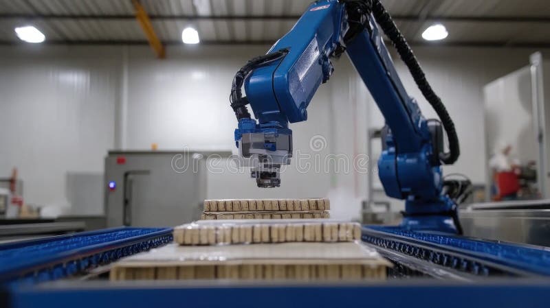 Robotic Arm Automation in Factory Setting with Machinery and Conveyor ...