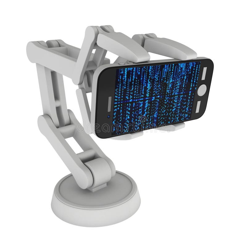 Robotic Arm with Binary Code 3d Stock Illustration - Illustration of ...