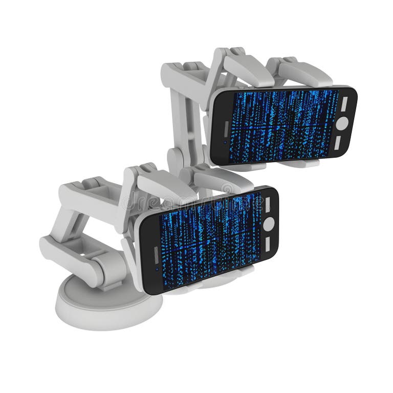 Robotic Arm with Binary Code 3d Stock Illustration - Illustration of ...