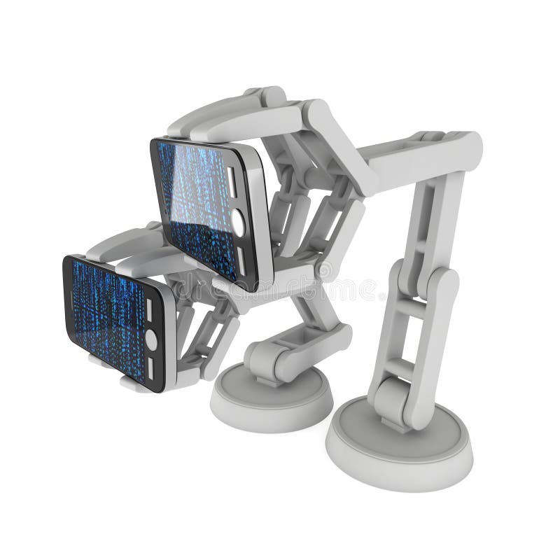 Robotic Arm with Binary Code 3d Stock Illustration - Illustration of ...