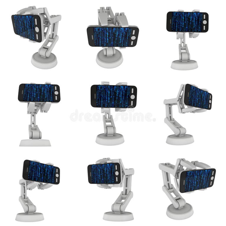 Robotic Arm with Binary Code 3d Stock Illustration - Illustration of ...