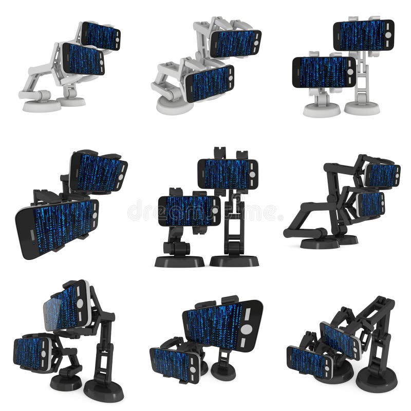Robotic Arm with Binary Code 3d Stock Illustration - Illustration of ...