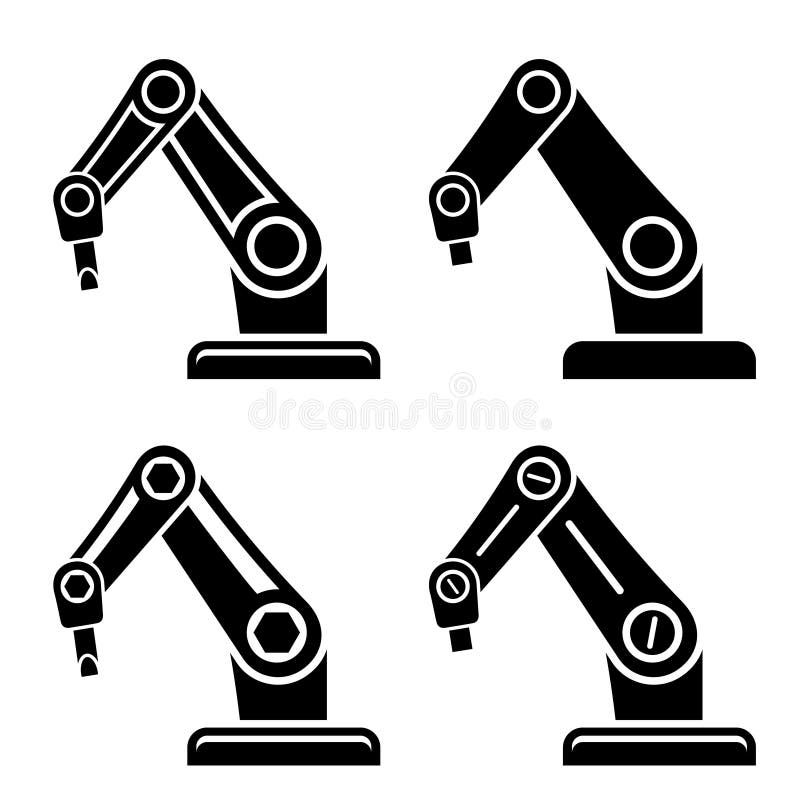 Robotic Arms Set. Manufacturing Automation Technology. Industrial Robot ...