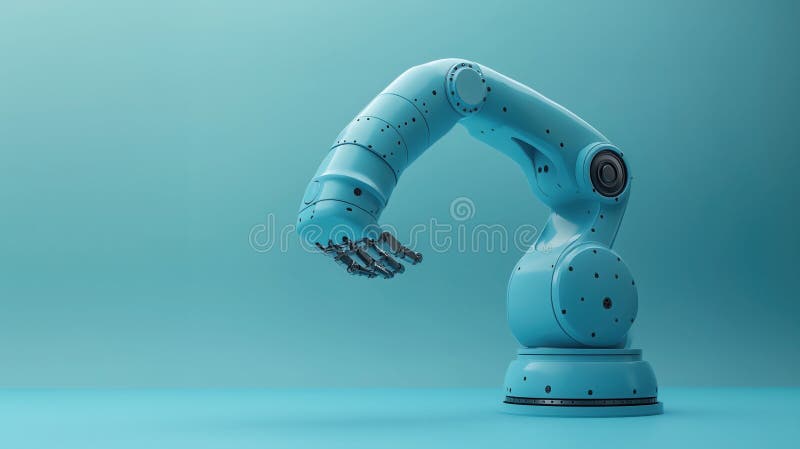 Robotic Arm on Blue Background Stock Illustration - Illustration of ...