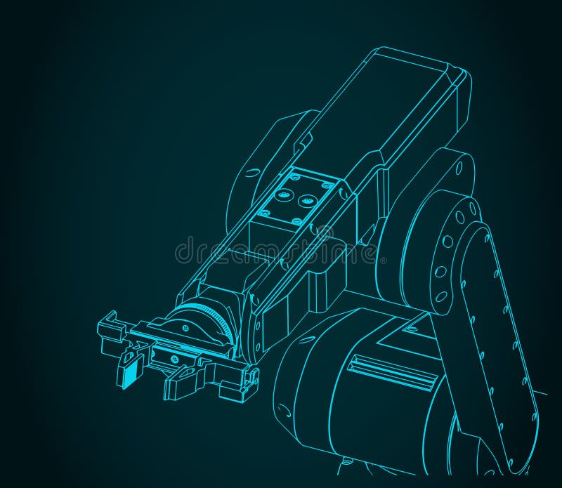 Robotic arm blueprint stock vector. Illustration of progress - 258661475