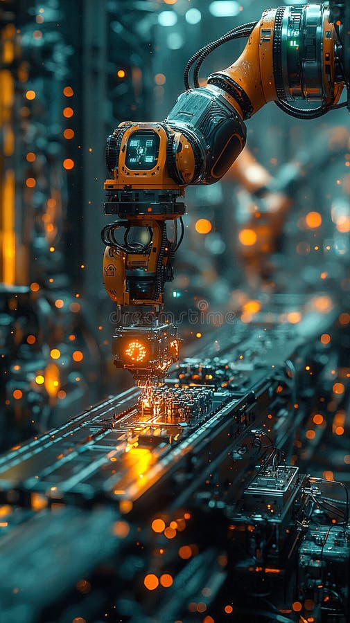 A Robotic Arm Carefully Placing Components on a Circuit Board with Precision and Efficiency ...