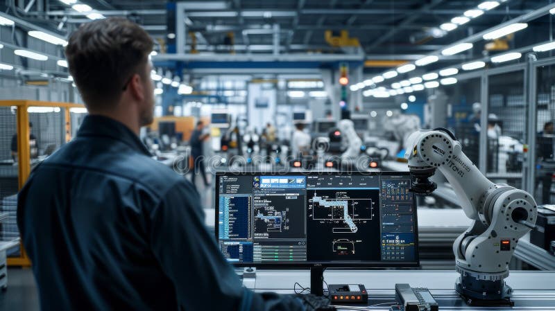 Robotic Arm Catch for Electronic Assembly Line. Robotic Process ...