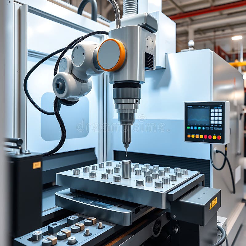 A Robotic Arm Changing CNC Tools on a Modern Milling Machine Showcasing ...