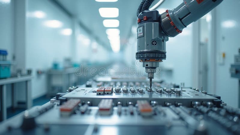Robotic Arm in Cleanroom with Precision Tools Stock Illustration ...