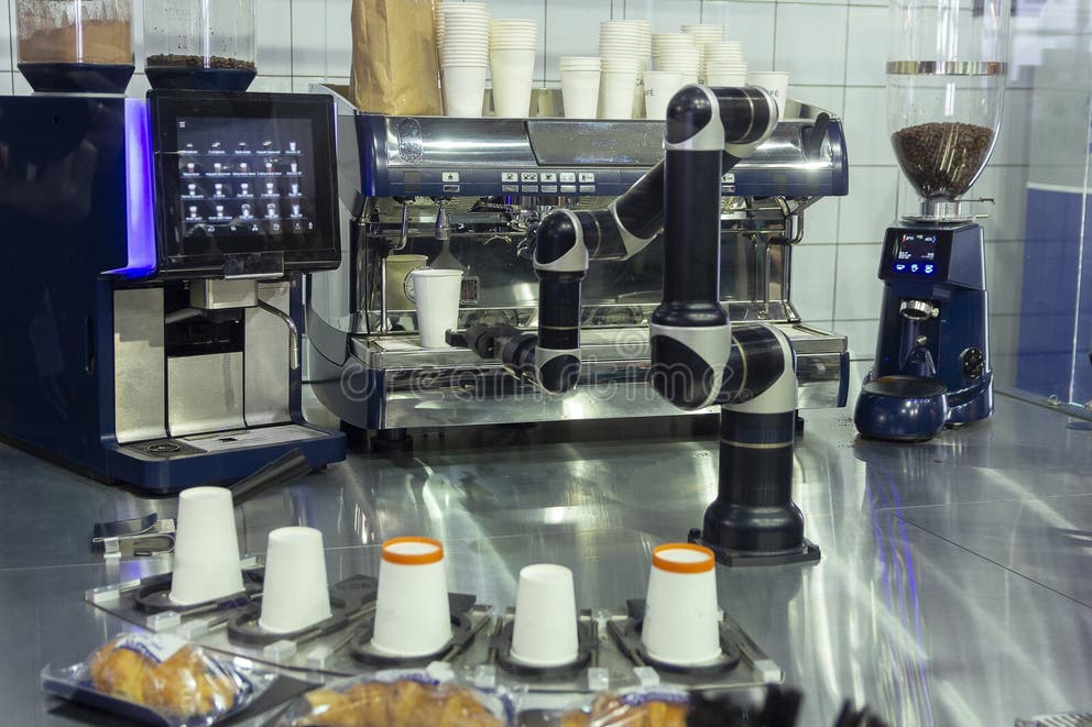 Robotic Arm Coffee in the Coffee Maker Stock Photo - Image of espresso ...