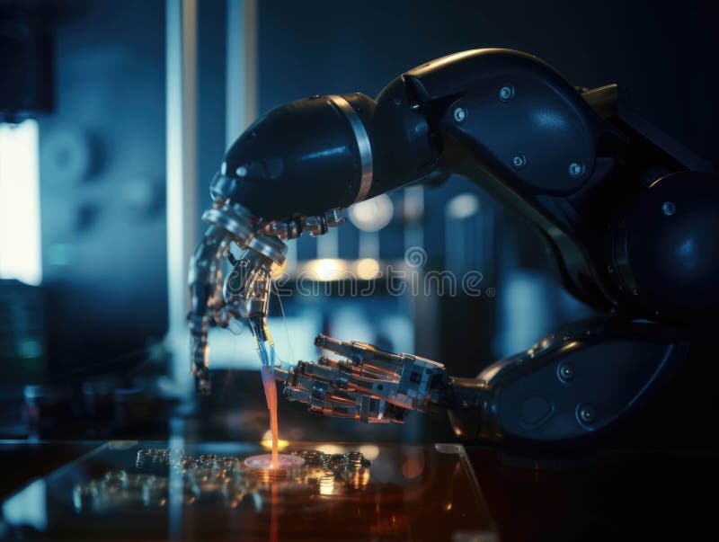 A Robotic Arm Conducting a Complex Scientific Experiment with the Help ...
