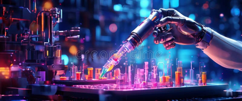 Robotic Arm Conducting High-tech Laboratory Experiments Stock Photo ... Robotic Arm Conducting High-tech Laboratory Experiments Stock Photo ...