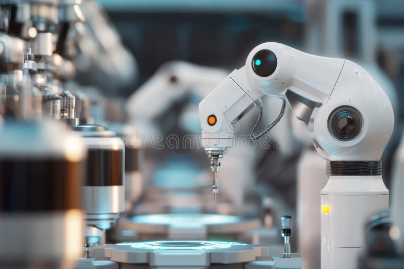 Robotic Arm Conducting Precise Assembly in a Modern Manufacturing ...