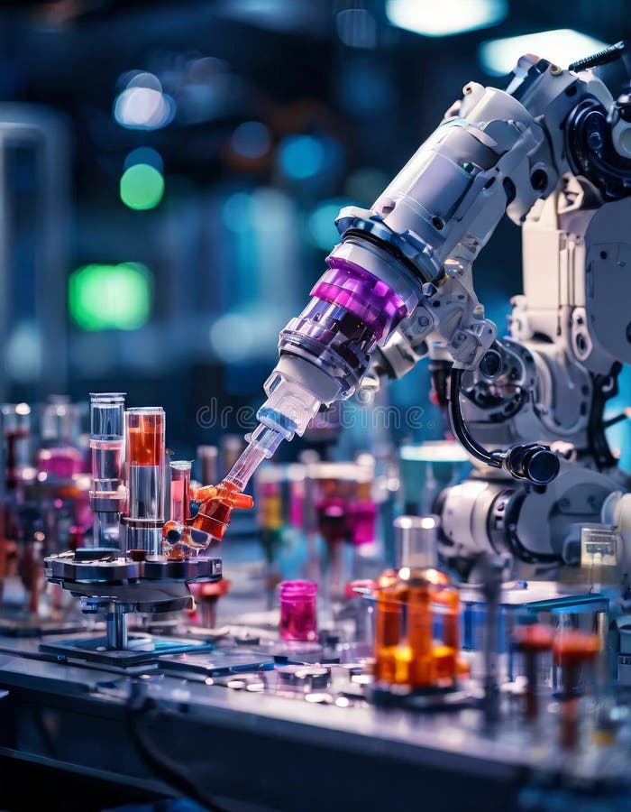 Robotic Arm Conducting Precise Experiments in a Laboratory Stock ...