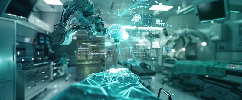 Advanced Robotic Arm Performing Surgery in High-tech Operating Room ...