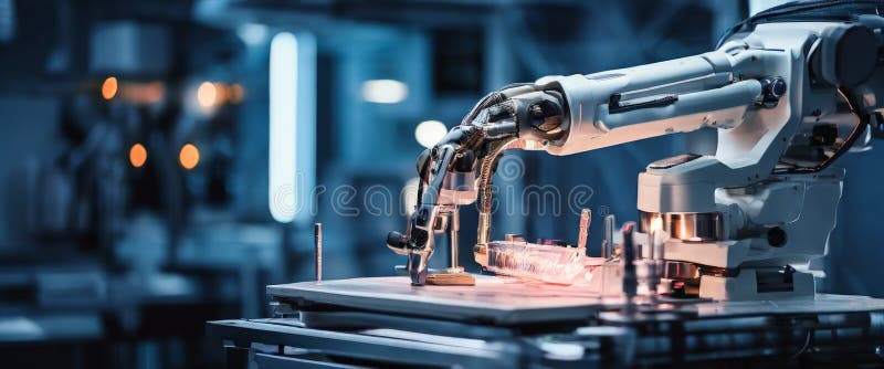 Robotic Arm Conducting Precision Laboratory Experiment in High-tech Lab ...