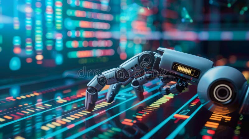 Robotic Arm Connected To Computer Screen Stock Image - Image of ...