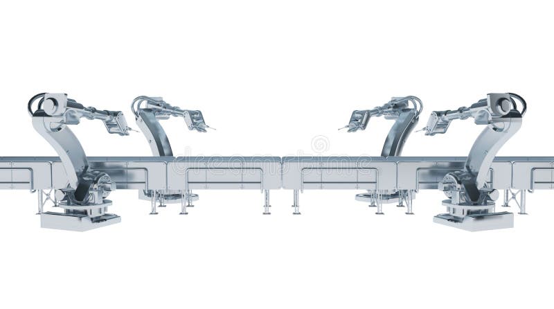 Robotic Arm Conveyor Isolated on White Stock Illustration ...
