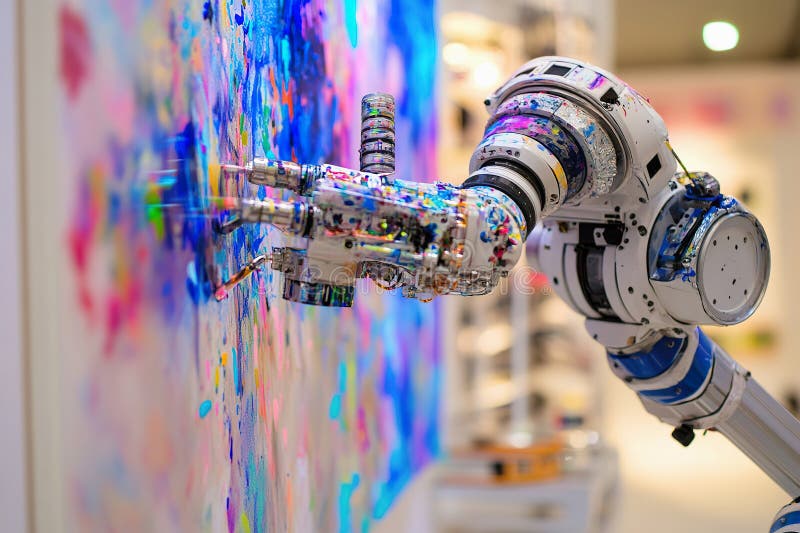 Robotic Arm Creates on Canvas Colorful Abstract Art in Modern Art ...