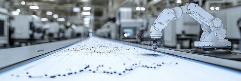 Robotic Arm Creates Data Visualizations on Screen Stock Illustration ...