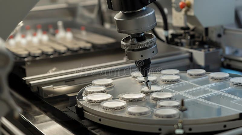 Robot Arm Creates Microchips in Factory Stock Image - Image of ...