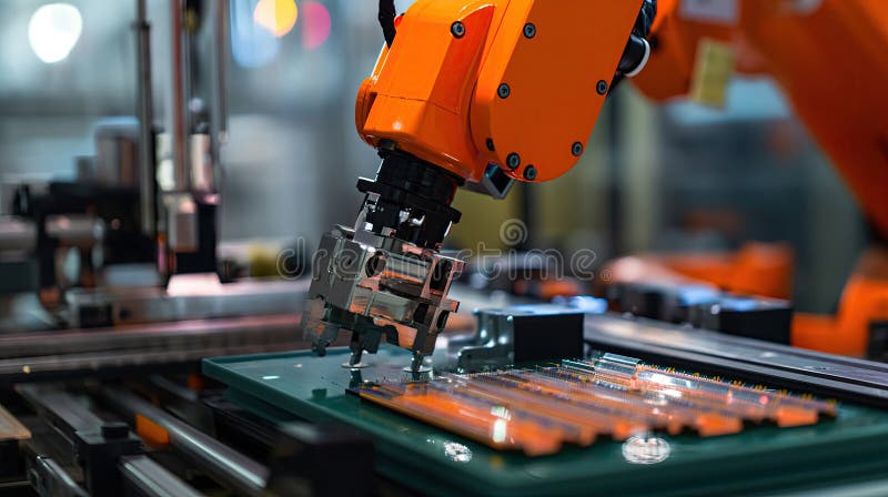 Robot Arm Creates Microchips in Factory Stock Photo - Image of ...