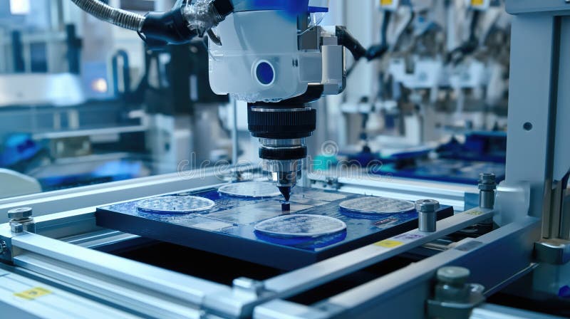 Robot Arm Creates Microchips in Factory Stock Photo - Image of robot ...