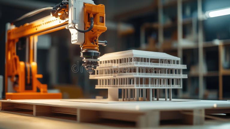 Robotic Arm Creating Architect Model in Modern Studio Environment Stock ...