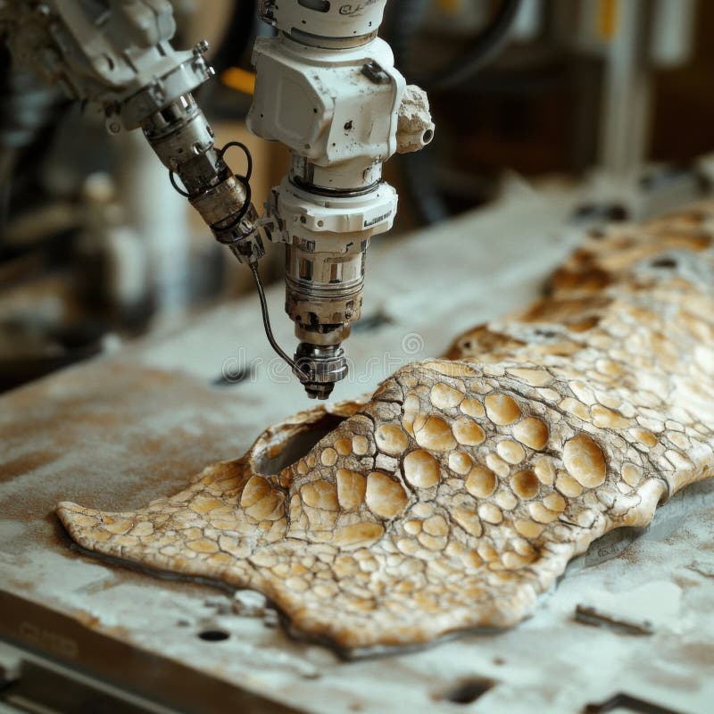 Robotic Arm Creating Intricate Texture on Surfaces in Workshop Stock ...
