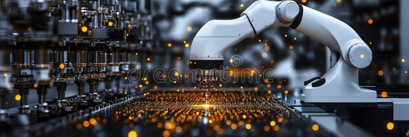 Robotic Arm Creating Sparks on Industrial Equipment Stock Illustration ...