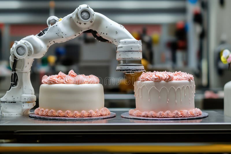 Robotic Arm Decorates Cakes in a Modern Baking Facility with Precise ...