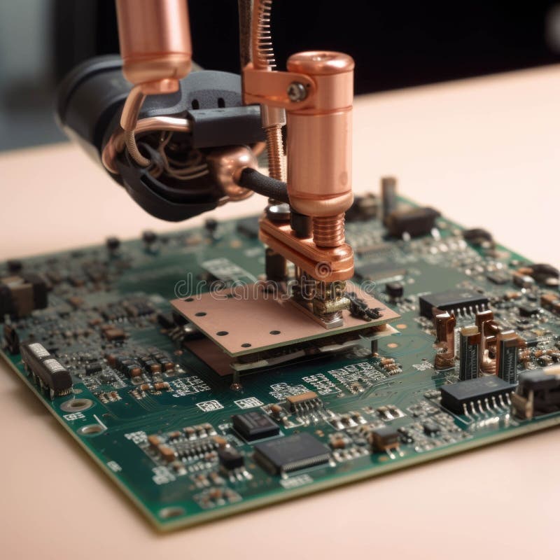 A Robotic Arm Delicately Placing a Component on a Circuit Board before ... A Robotic Arm Delicately Placing a Component on a Circuit Board before ...